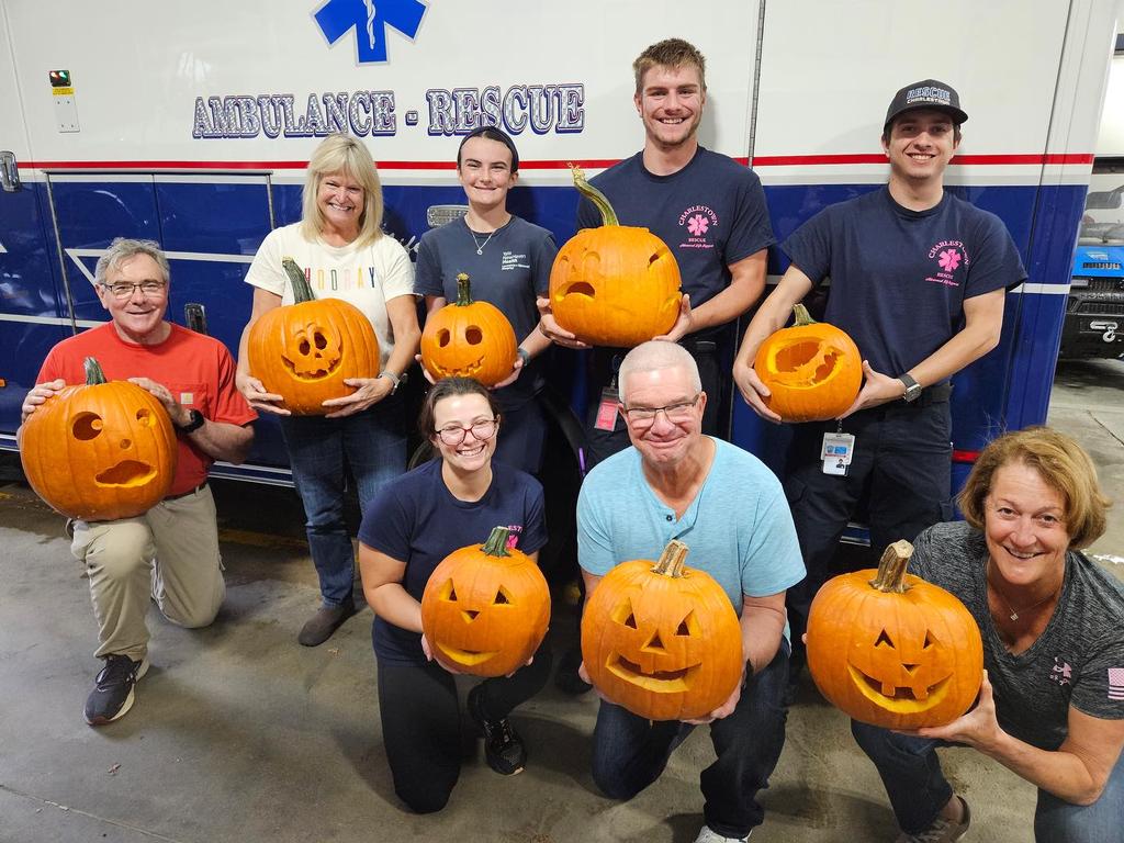 This afternoon members spent some time carving pumpkins together ...